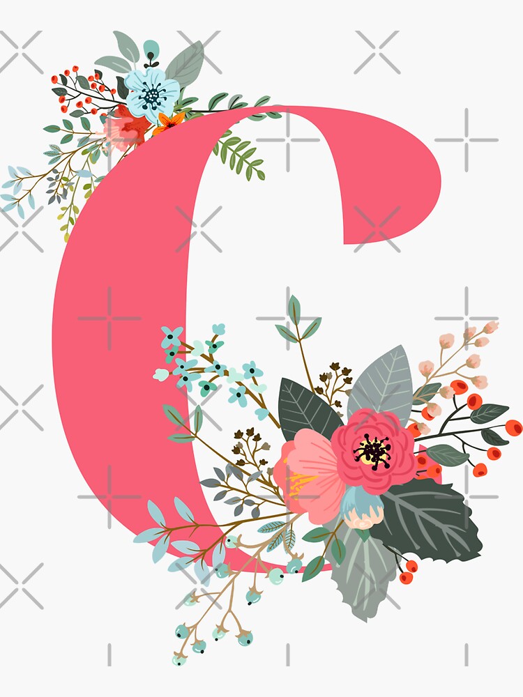 " "C" Monogram- Pink flowers" Sticker for Sale by CalliopeCr | Redbubble