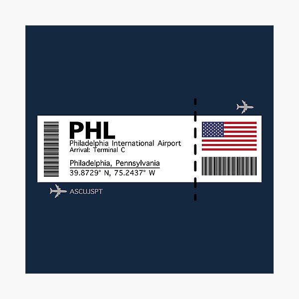 "PHL Philadelphia International Airport Boarding Pass Ticket ...
