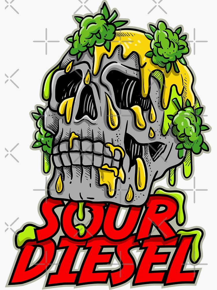 "Sour Diesel Skull" Sticker for Sale by freshartdesigns | Redbubble