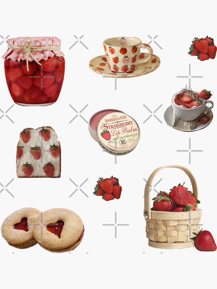 "Strawberry Cottage Core Sticker Pack and Print " Sticker for Sale by ...