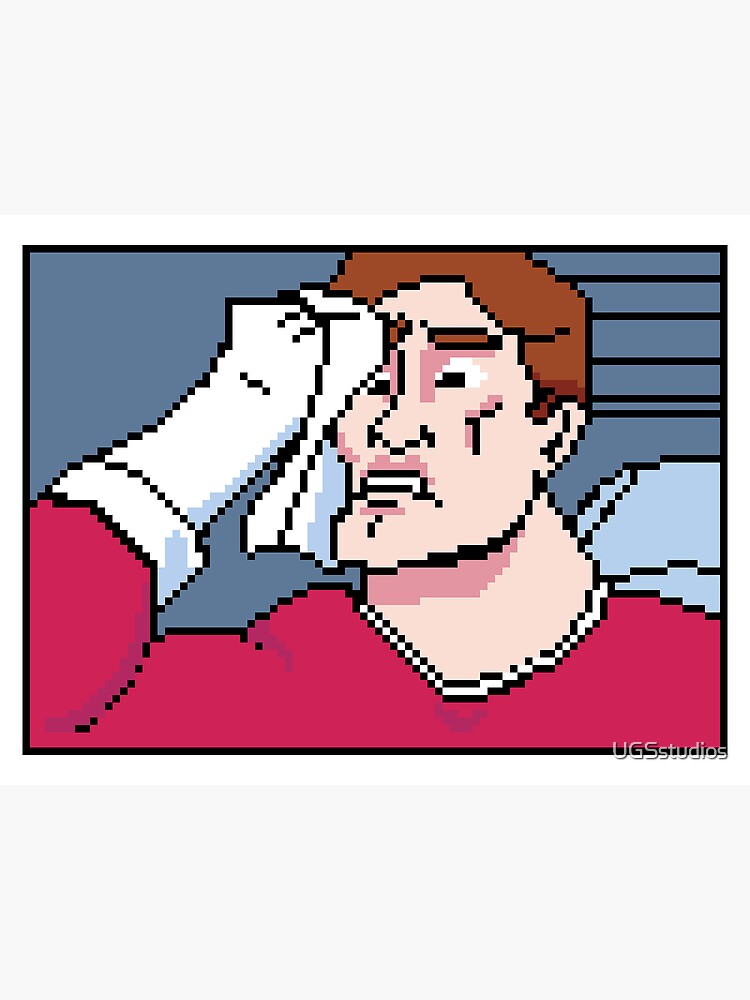 "Button meme - Me when decisions - Pixel art " Sticker for Sale by UGSstudios | Redbubble