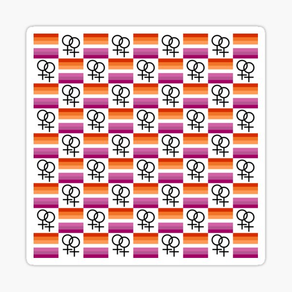 Lesbian Pride Flags And Double Female Symbols Pattern Sticker For Sale