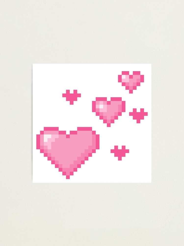"Cute pink heart pixel art " Photographic Print for Sale by ...