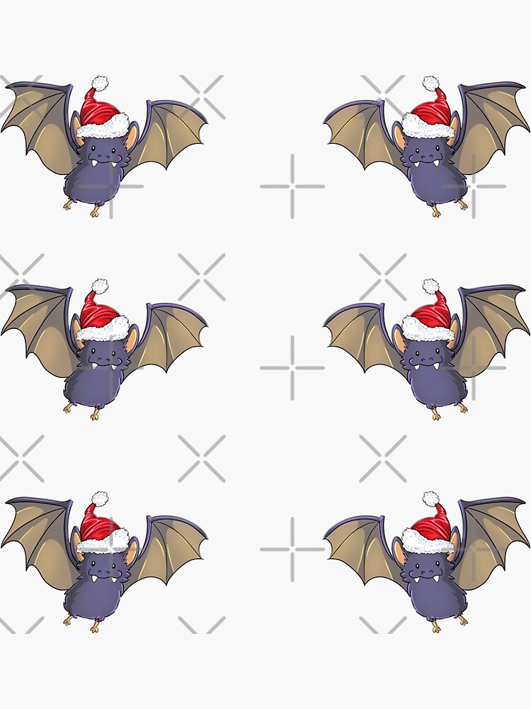 "Cute Bat in a Christmas Hat" Sticker for Sale by Bootiful-Rags | Redbubble