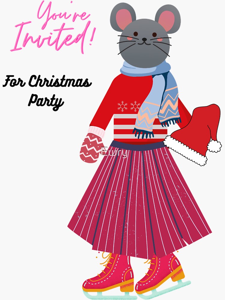 "Christmas party invitations!" Sticker for Sale by Ewry | Redbubble