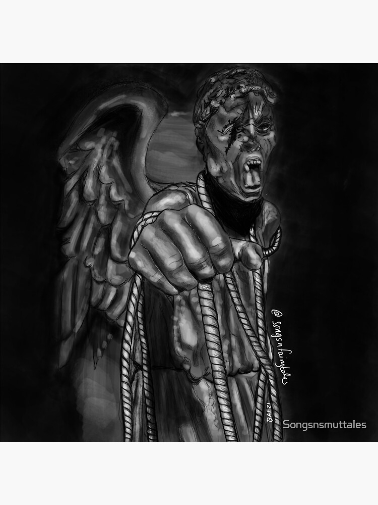 "Angry angel" Sticker by Songsnsmuttales | Redbubble