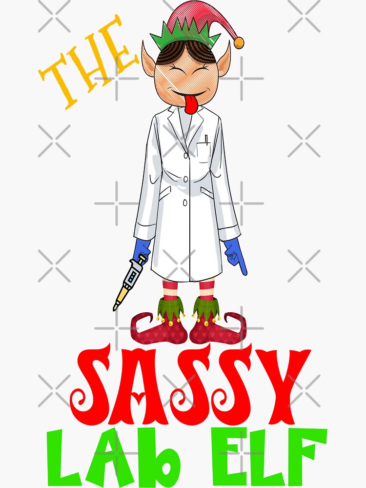 Pegatina «THE SASSY LAB ELF FUNNY NAVIDAD MEDICAL LAB CIENTÍFICO ...