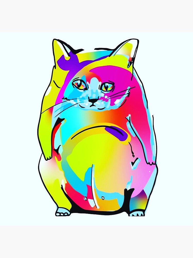 "rainbow fat cat" Sticker by brainpaint | Redbubble