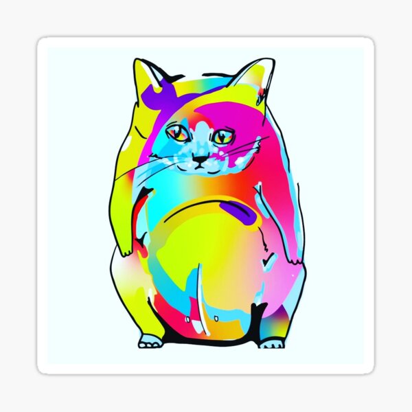 "rainbow fat cat" Sticker by brainpaint | Redbubble