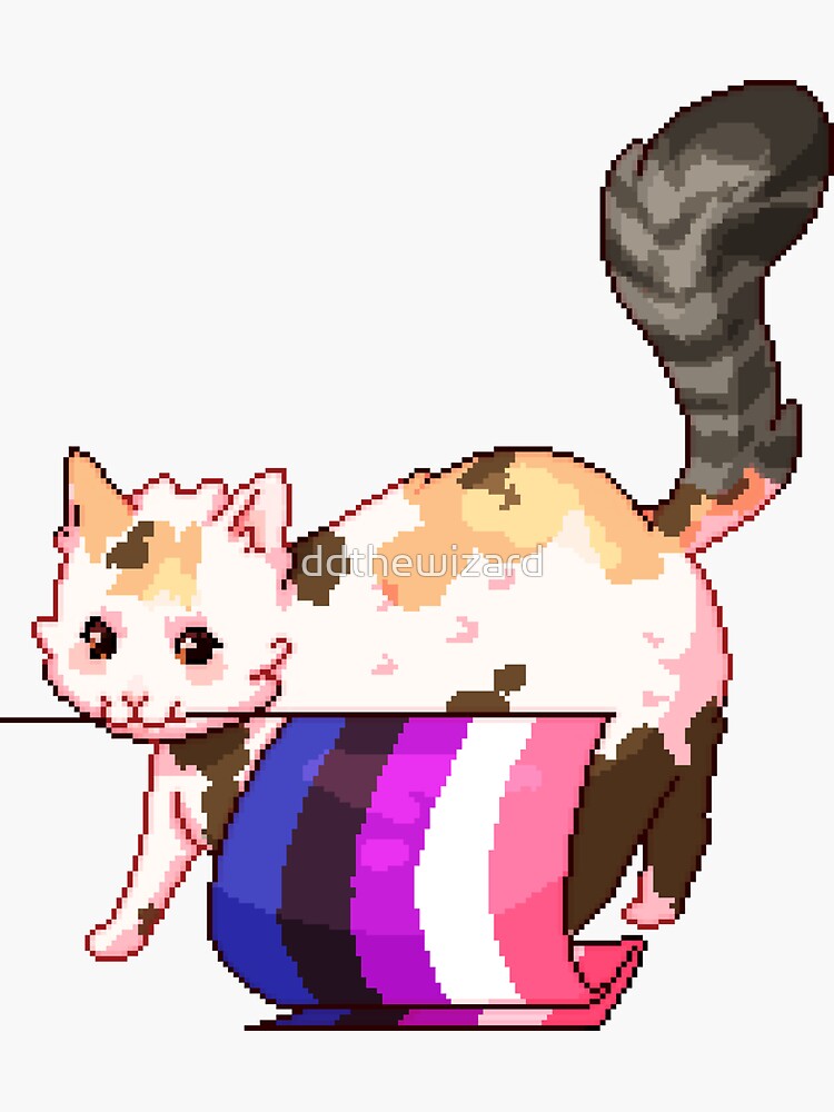Genderfluid Pride Cat Sticker By Ddthewizard Redbubble
