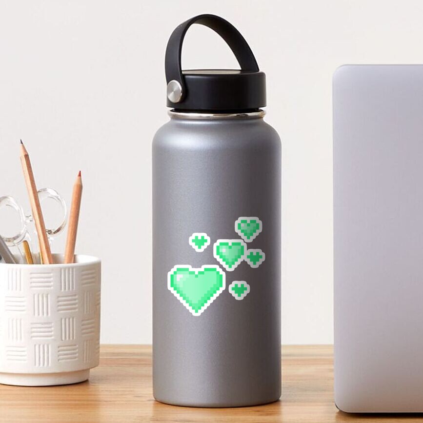 "Cute green heart pixel art " Sticker for Sale by Valentine145 | Redbubble