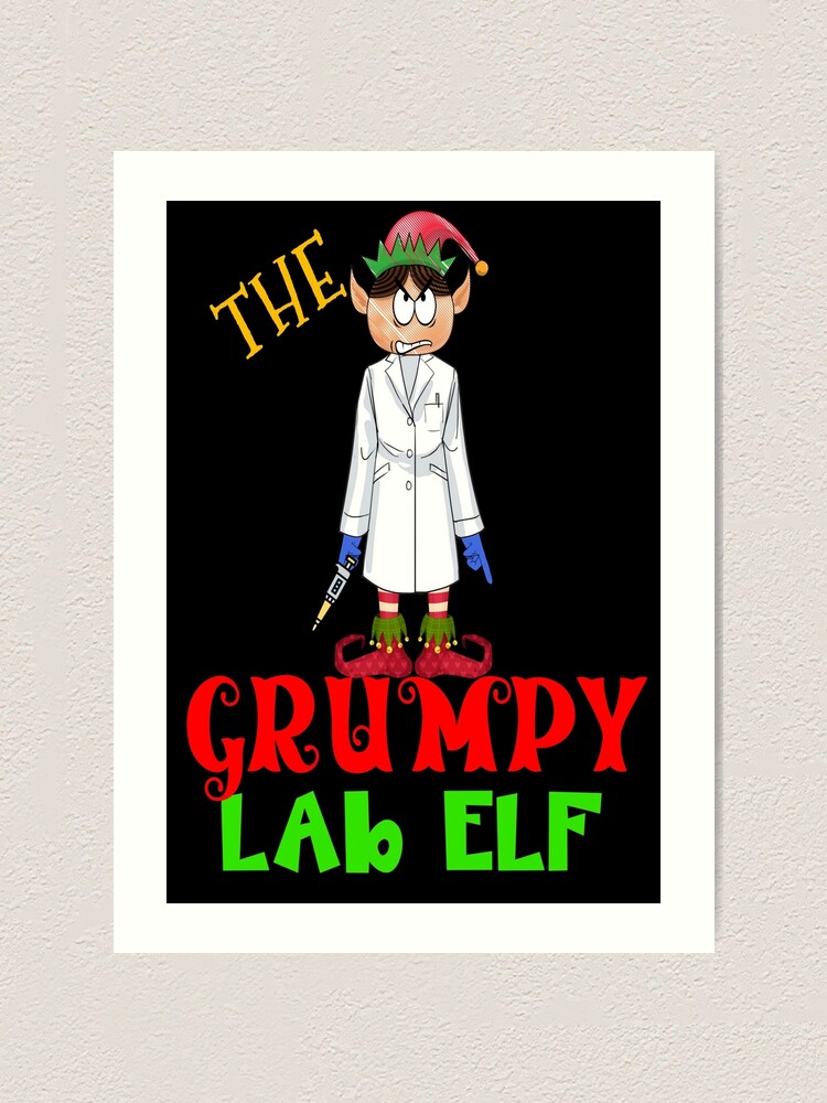 Lámina artística «THE GRUMPY LAB ELF FUNNY NAVIDAD MEDICAL LAB ...