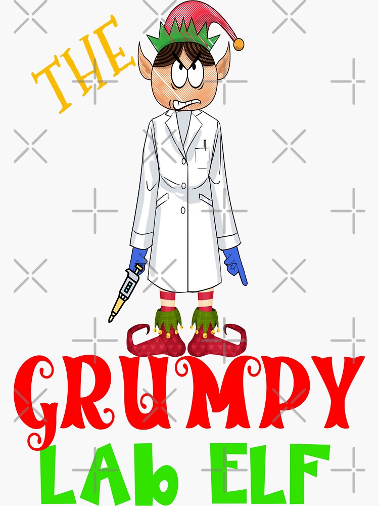 Pegatina «THE GRUMPY LAB ELF FUNNY NAVIDAD MEDICAL LAB CIENTÍFICO ...