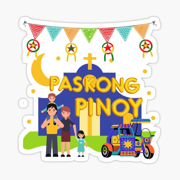 "Paskong Pinoy Tee" Sticker for Sale by ma-ART-Tee | Redbubble