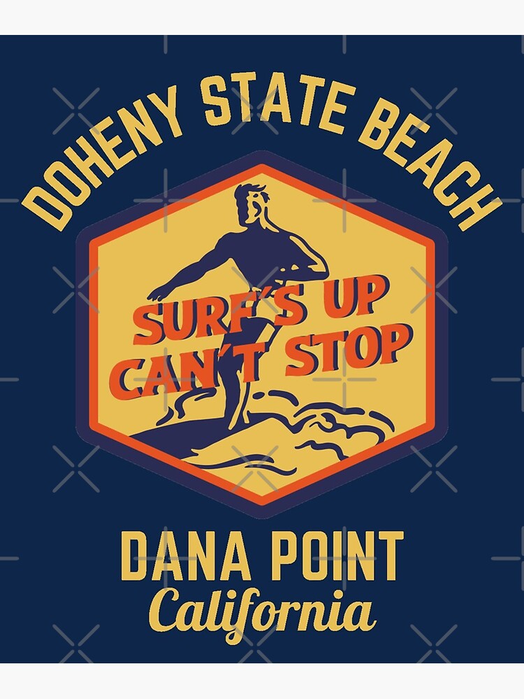 "Retro Doheny State Beach Dana Point California, Gold Text- Retro Beach ...