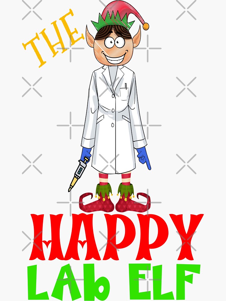 Pegatina «EL FELIZ LABORATORIO ELF DIVERTIDA NAVIDAD LABORATORIO MÉDICO ...