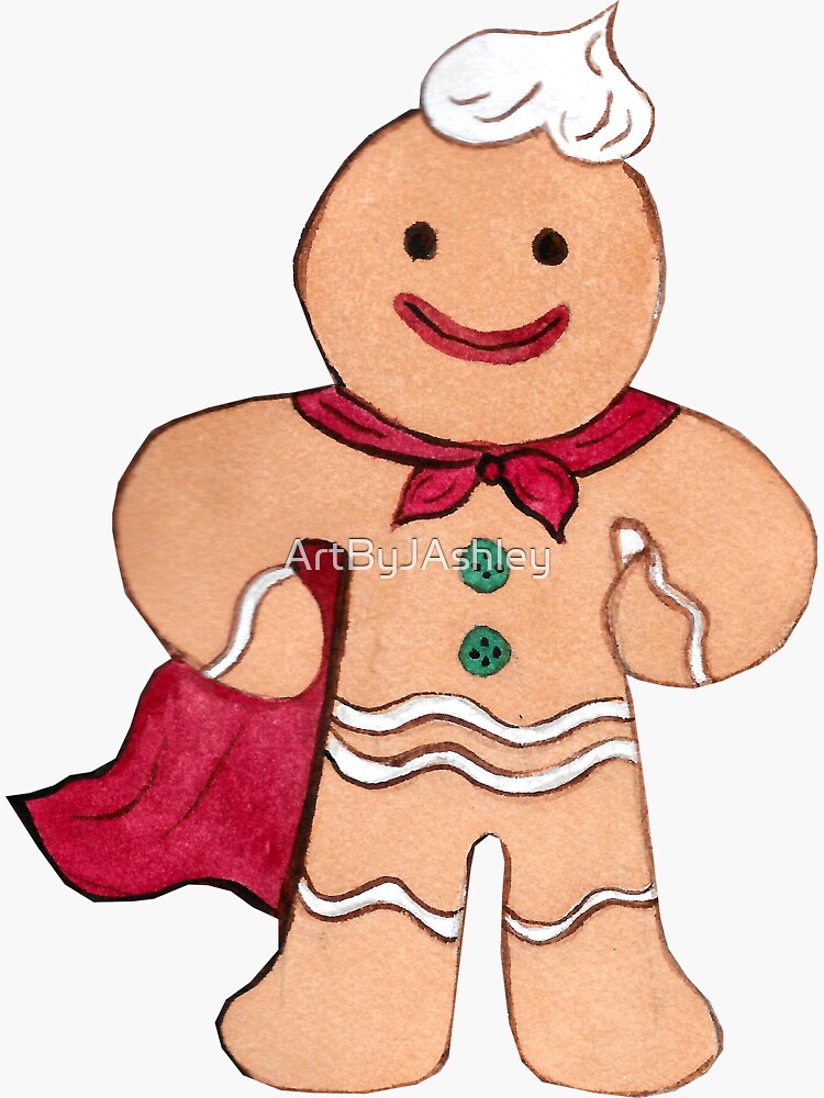 "Superhero Gingerbread Man" Sticker for Sale by ArtByJAshley | Redbubble