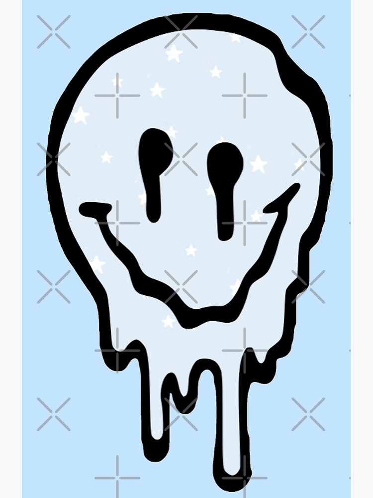 "Light Blue Stars Drippy Smiley Face" Poster by lolsammy910 | Redbubble