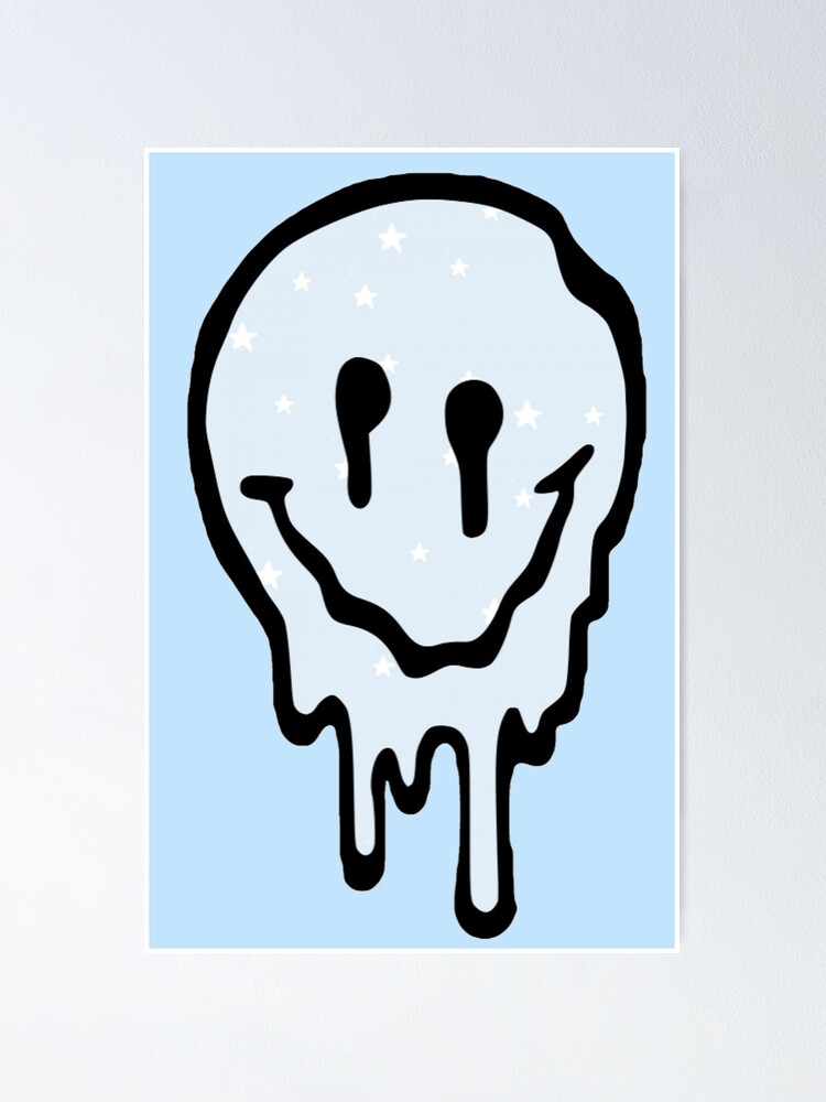 "Light Blue Stars Drippy Smiley Face" Poster by lolsammy910 | Redbubble