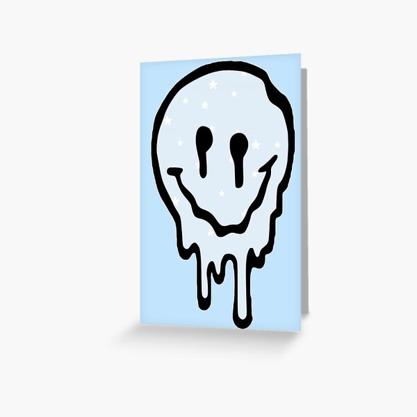 "Light Blue Stars Drippy Smiley Face" Greeting Card by lolsammy910 ...