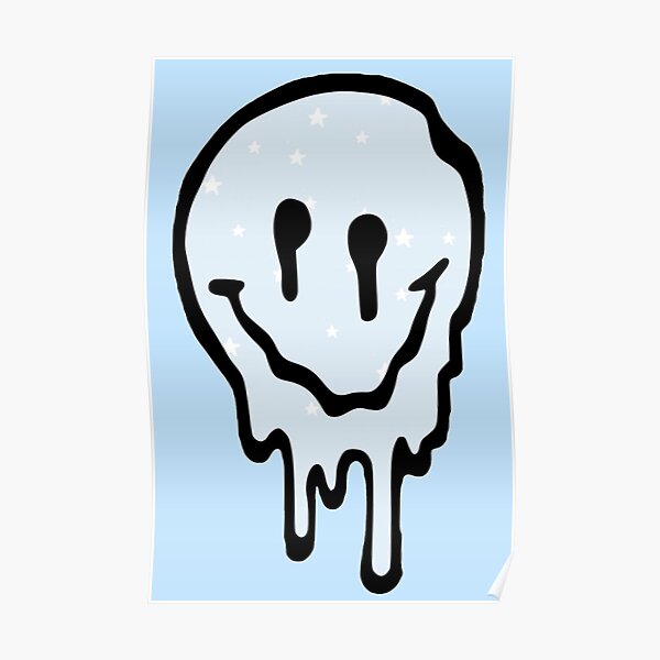 "Light Blue Stars Drippy Smiley Face" Poster by lolsammy910 | Redbubble