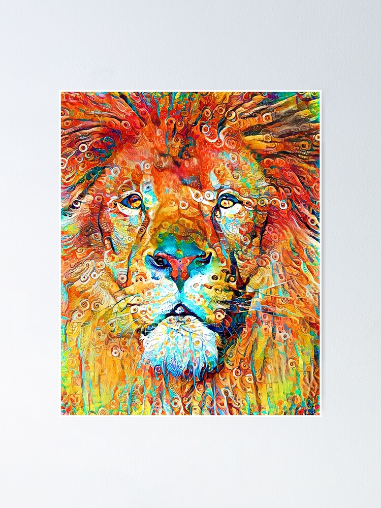 Póster «El rey león de la jungla en vibrantes colores abstractos ...