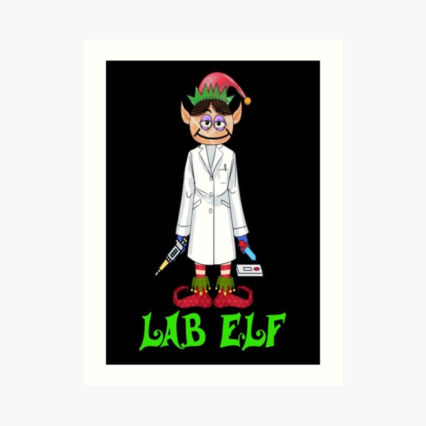 Lámina artística «LAB ELF FUNNY NAVIDAD LABORATORIO MÉDICO CIENTÍFICO ...