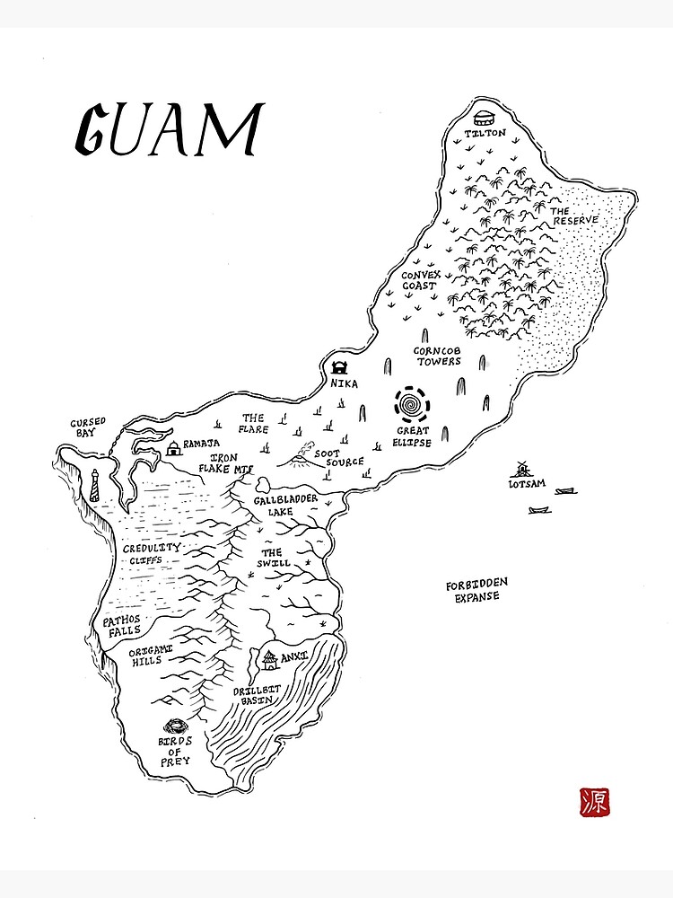 "Guam as a fantasy map - black and white" Poster for Sale by aldayuan ...