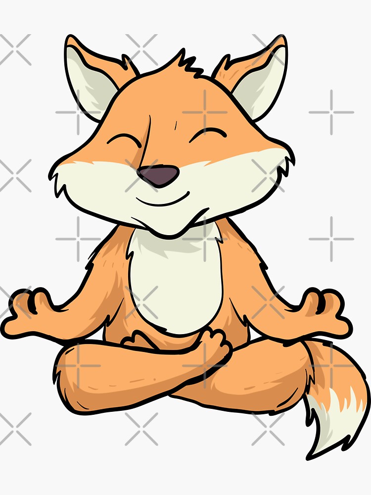 "Yoga Fox Meditation Cartoon" Sticker by Jshop911 | Redbubble