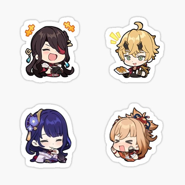 "Beidou Thoma Raiden Yoimiya Chibi Genshin Impact" Sticker for Sale by ...