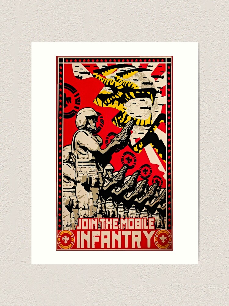 "JOIN THE MOBILE INFANTRY - ORWELLIAN RETRO POSTER - original red" Art ...