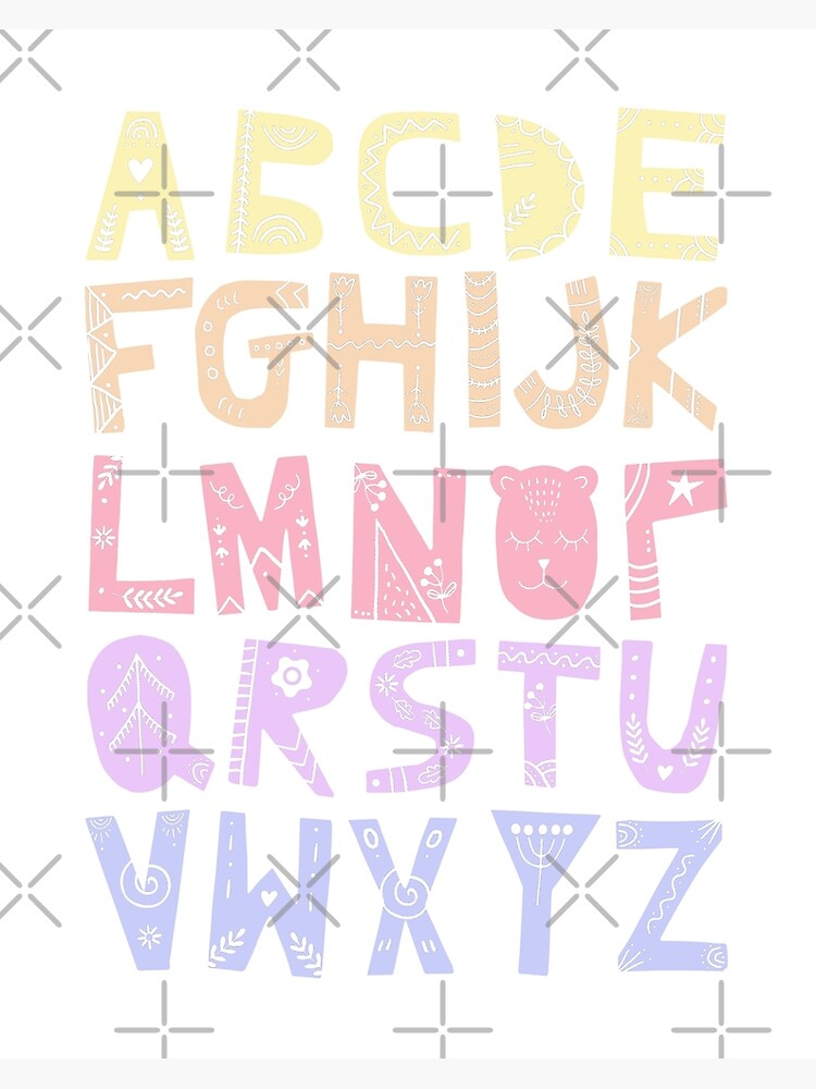 "Decorated Alphabet (pastel colors)" Poster for Sale by Ofeefee | Redbubble