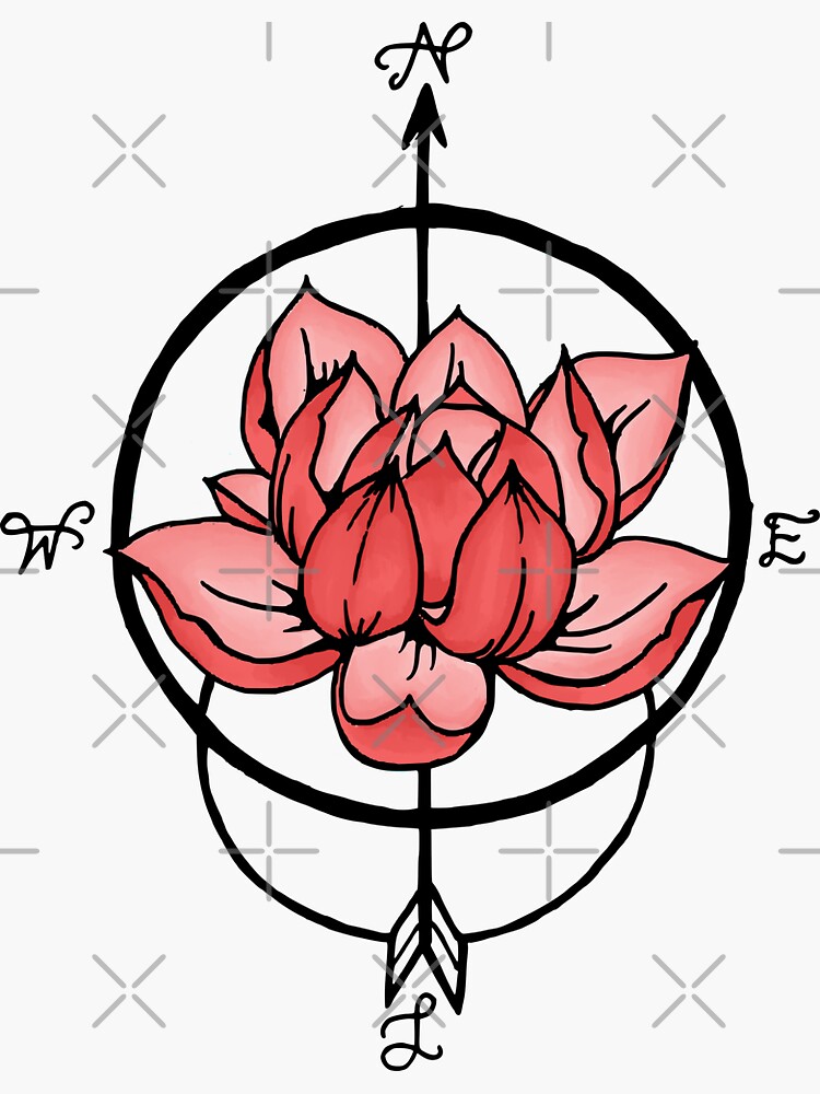 "Lotus compass " Sticker by PriscillaYek | Redbubble
