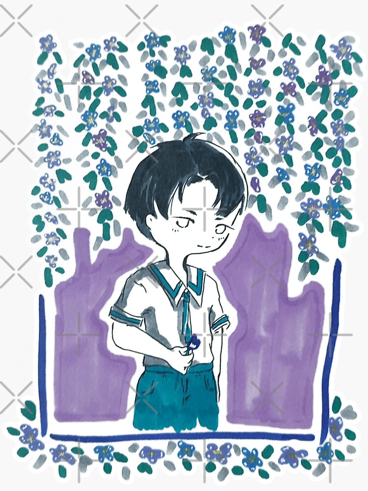 " cottagecore cool anime cute chibi boy" Sticker by DoodlesFlowers ...