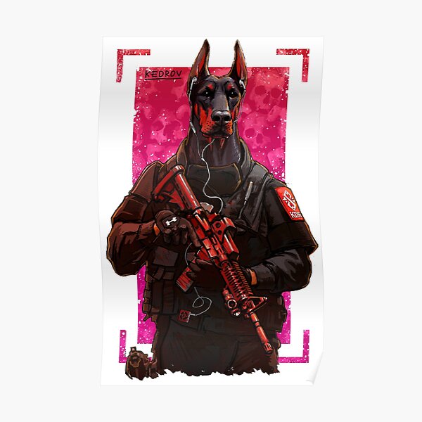 "doberman with a gun" Poster by Niti-Niti | Redbubble