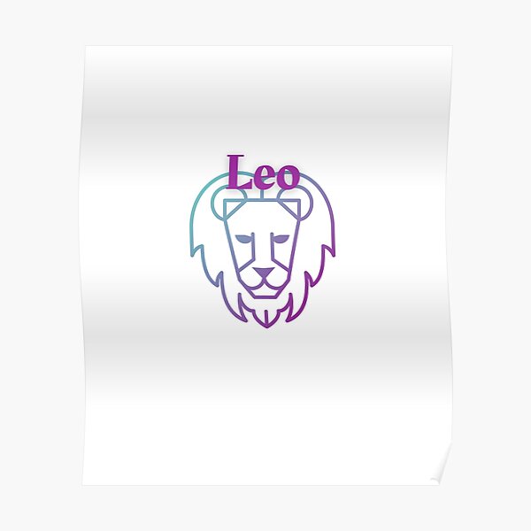 Póster «Letras de Leo en morado con un dibujo de un león» de ...