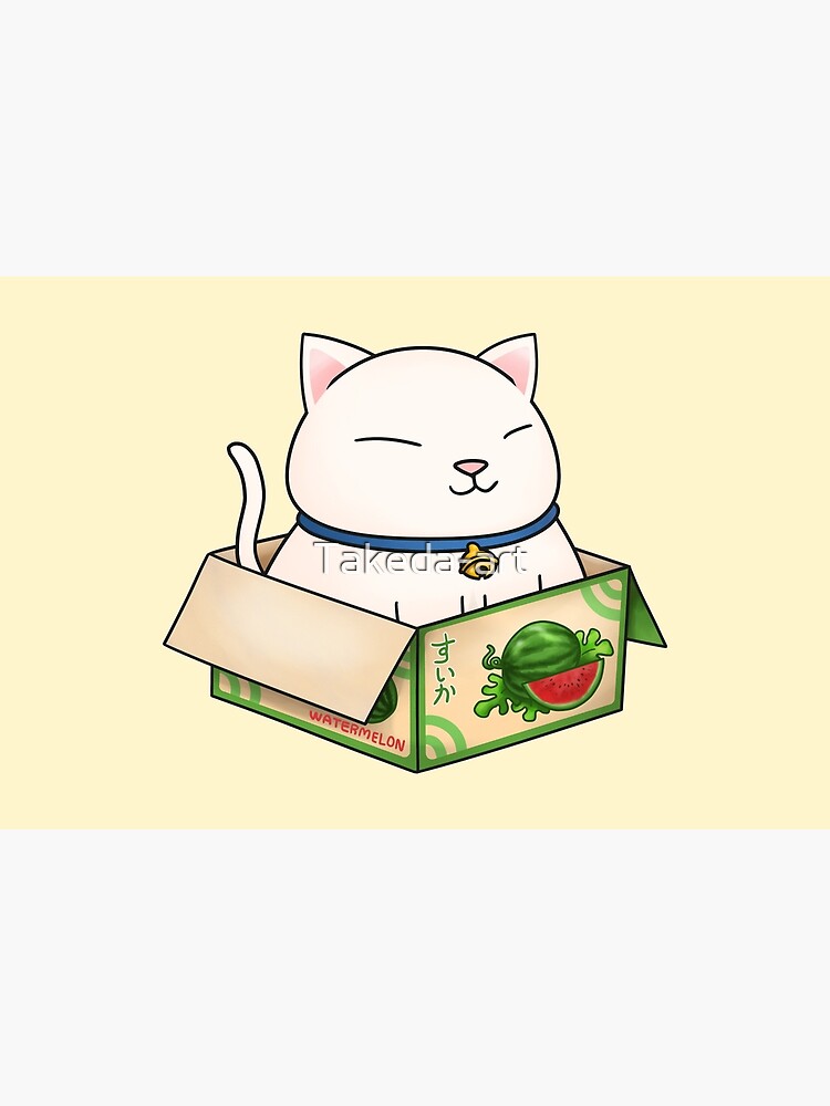 "Fat White Cat in Watermelon Box" Poster for Sale by Takeda-art | Redbubble