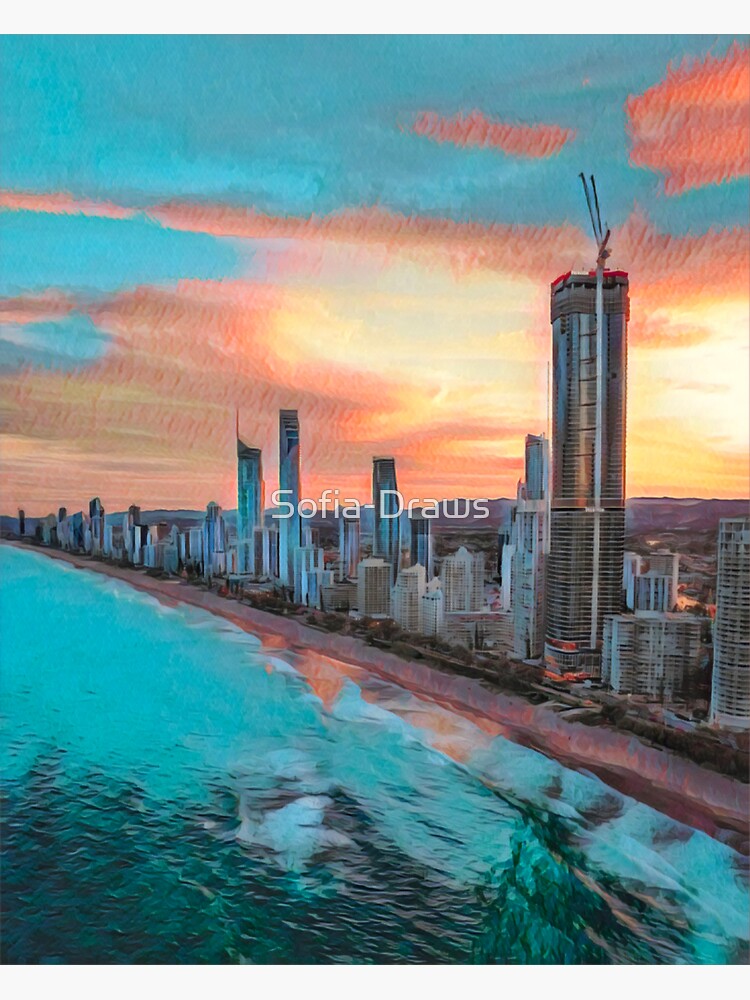 "Gold Coast" Sticker for Sale by Sofia-Draws | Redbubble