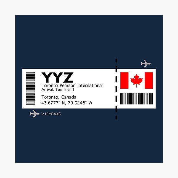 "YYZ Toronto Pearson International Airport Boarding Pass Ticket ...