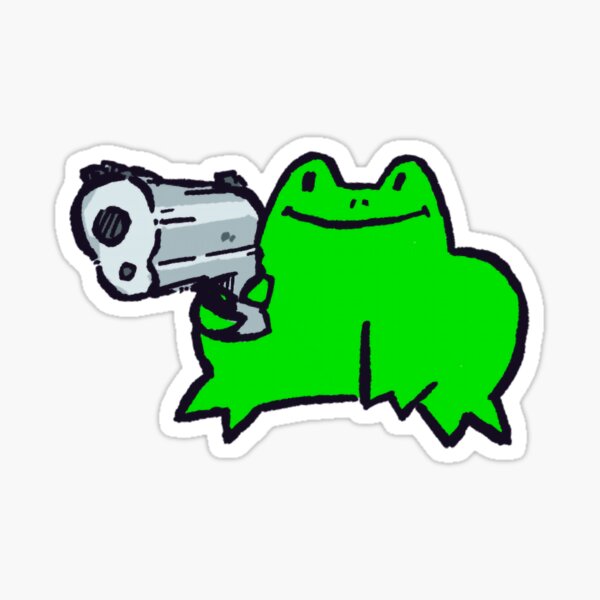 "Froggy has a gun" Sticker for Sale by HeyMilkMann | Redbubble