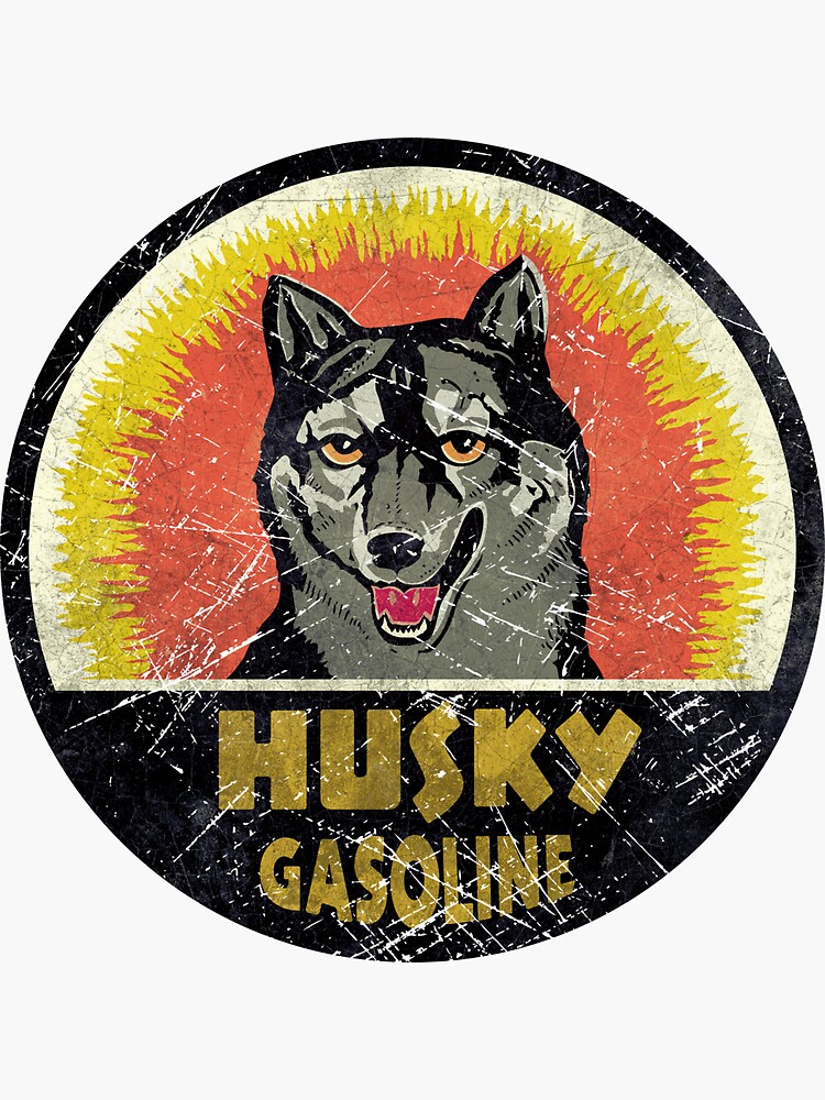 "Husky Gasoline - Vintage Emblem" Sticker by Lidra-Redesign | Redbubble