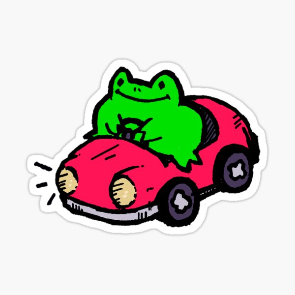 "Froggy riding a little car" Sticker for Sale by HeyMilkMann | Redbubble