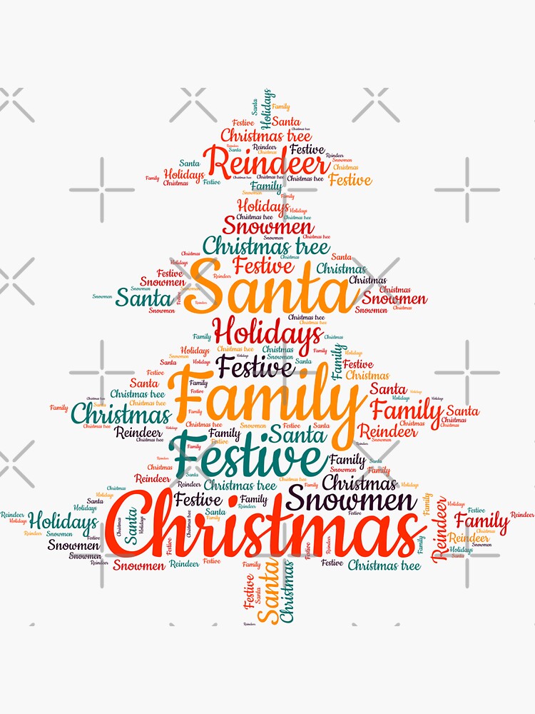 "Family Festive Christmas Tree Word Art" Sticker for Sale by fra02 ...