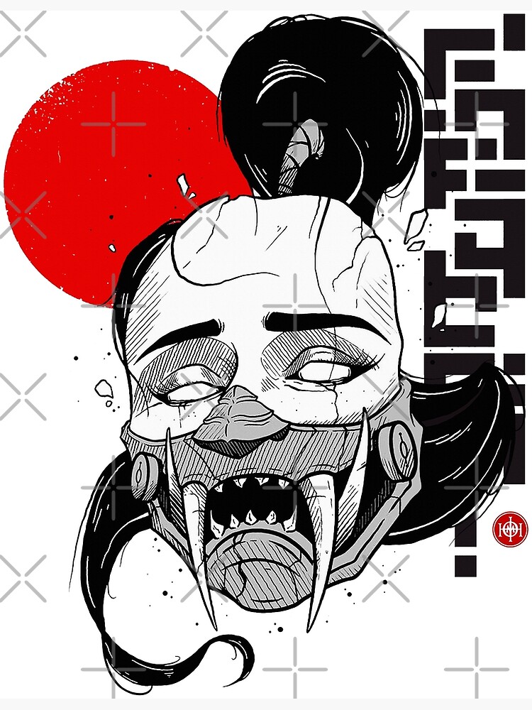 "Japanese Cyberpunk Geisha Demon Mask" Canvas Print by OWLvision33 ...