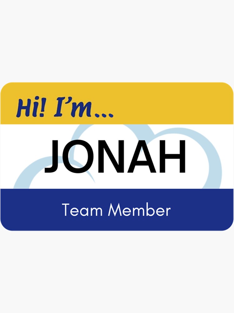 "Jonah Superstore Name Tag " Sticker for Sale by FullForceHiFi | Redbubble