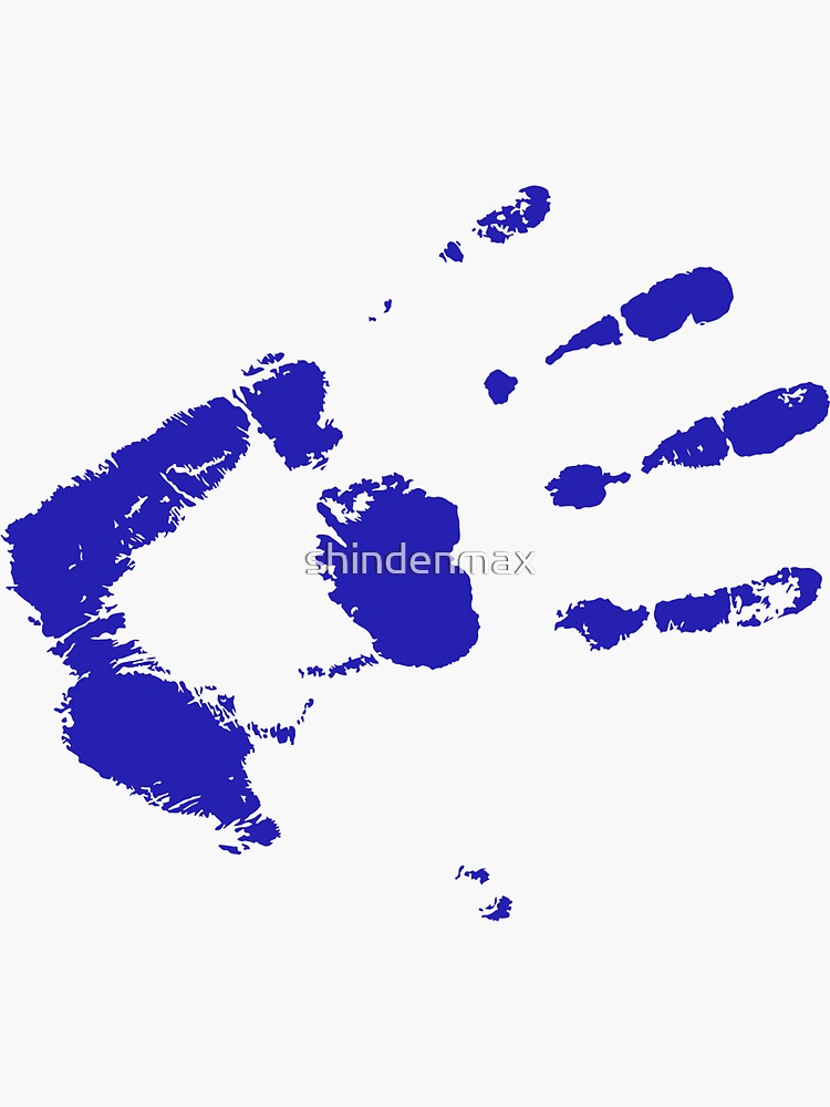 " palm print ,blue paint handprint" Sticker for Sale by shindenmax ...