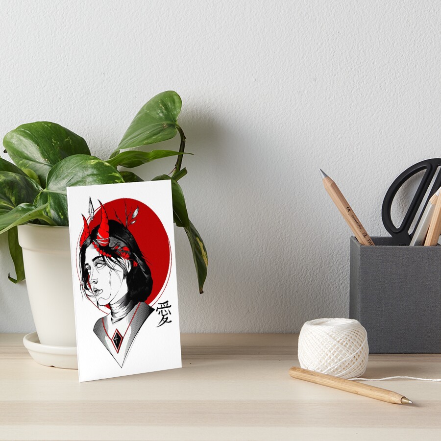 "Japanese Evil Demon Girl Urban Goth Vibes Style" Art Board Print by ...