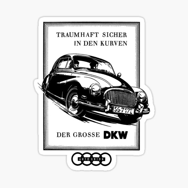 "AUTO UNION DKW - ADVERT" Sticker for Sale by ThrowbackMotors | Redbubble