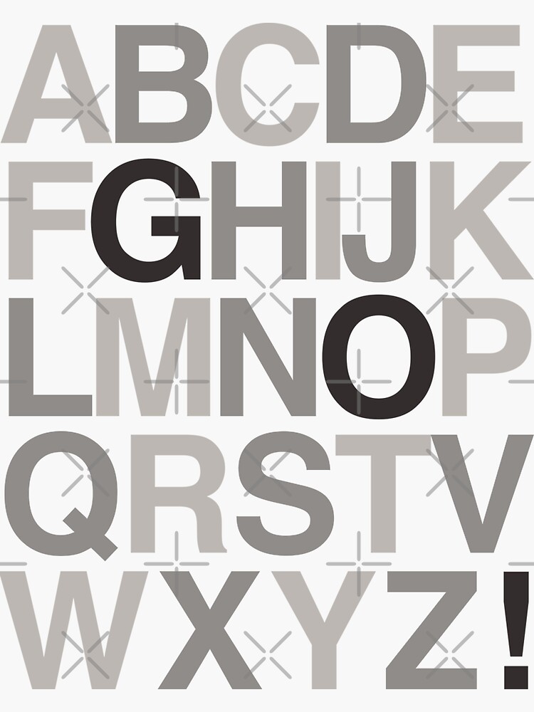 "Gray alphabet" Sticker by Slownessi | Redbubble