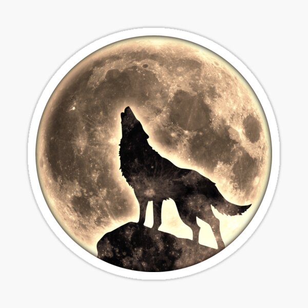 "Howling Wolf, full moon, fullmoon, wild, dog, wolves" Sticker for Sale ...